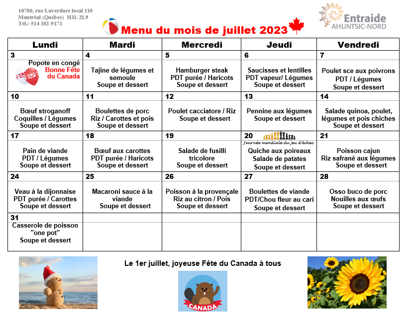 Popote roulante - Entraide Ahuntsic-Nord Le service de popote roulante ...